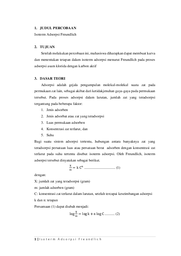 (PDF) Isoterm Adsorpsi Freundlich