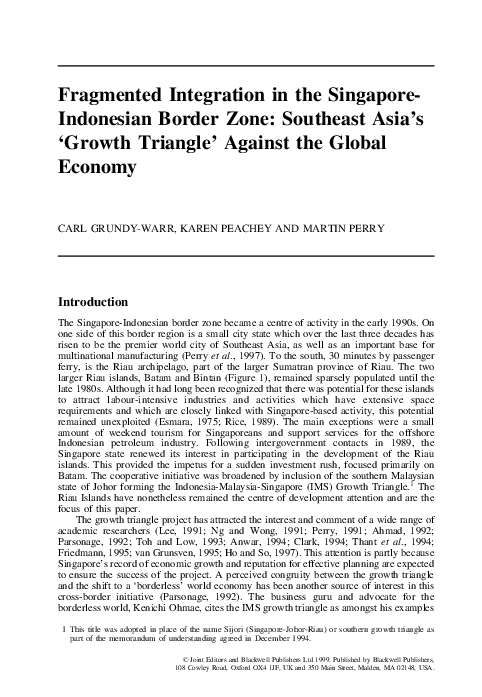 (PDF) Fragmented Integration in the Singapore-Indonesian Border Zone ...