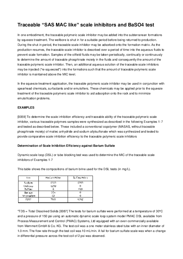 (DOC) scale inhibitors and BaSO4 test