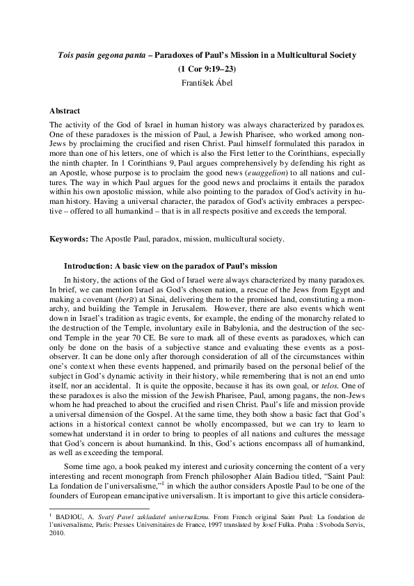 (PDF) Tois pasin gegona panta – Paradoxes of Paul's Mission in a ...