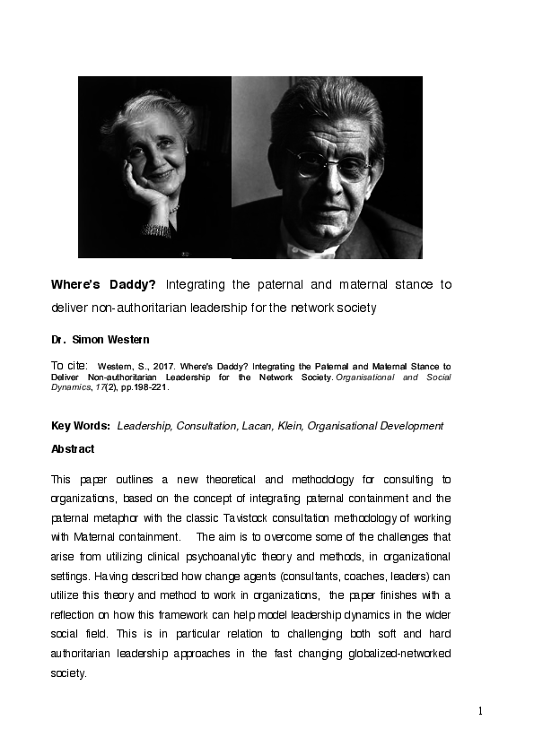 (PDF) Where’s Daddy? Integrating the paternal and maternal stance to ...