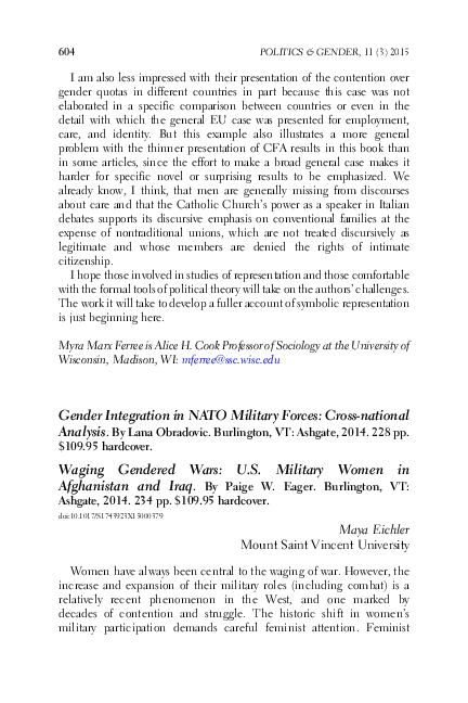 (PDF) Gender Integration in NATO Military Forces: Cross-national ...