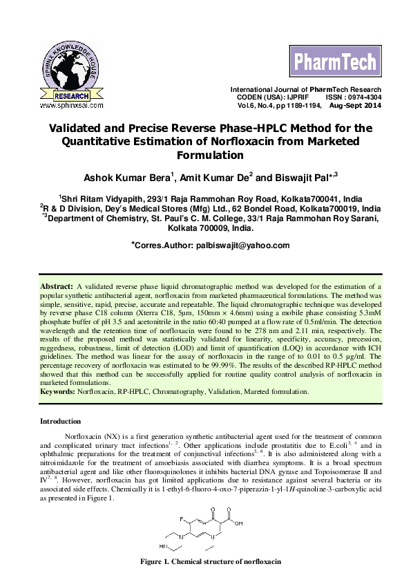 Pdf Development And Validation Of Uv Spectroscopic Method For Estimation Of Fosfomycin In