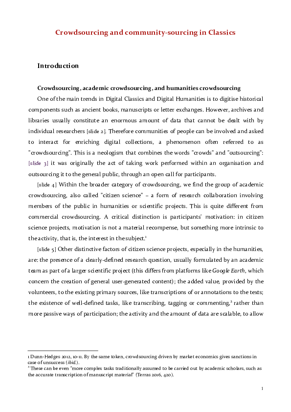 (PDF) Crowdsourcing and community-sourcing in Classics