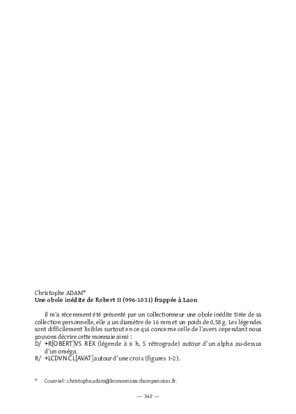 (PDF) Une obole inédite de Robert II (996-1031) frappée à Laon ...