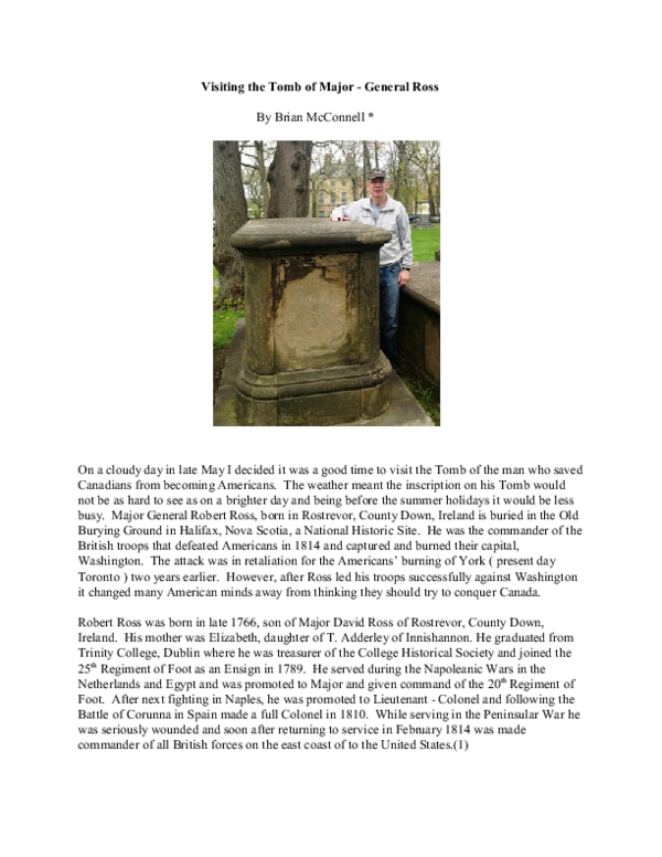 (PDF) Visiting the Tomb of Major - General Ross