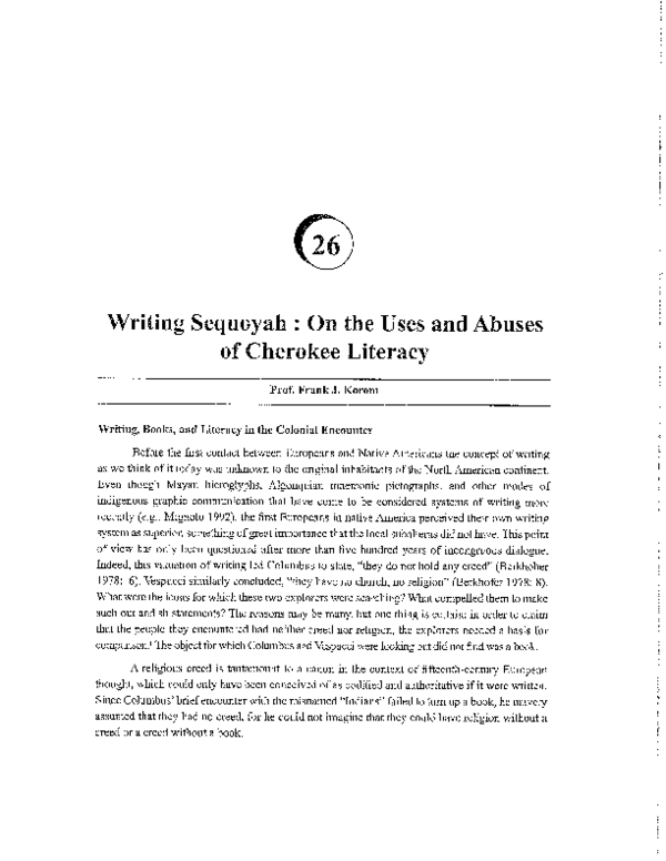 (PDF) Writing Sequoyah: On the Uses and Abuses of Cherokee Literacy.pdf