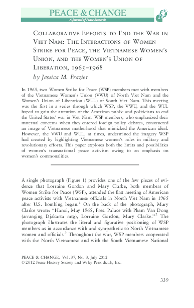 (PDF) Collaborative Efforts to End the War in Viet Nam: The ...