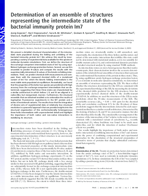 (PDF) Determination of an ensemble of structures representing the ...