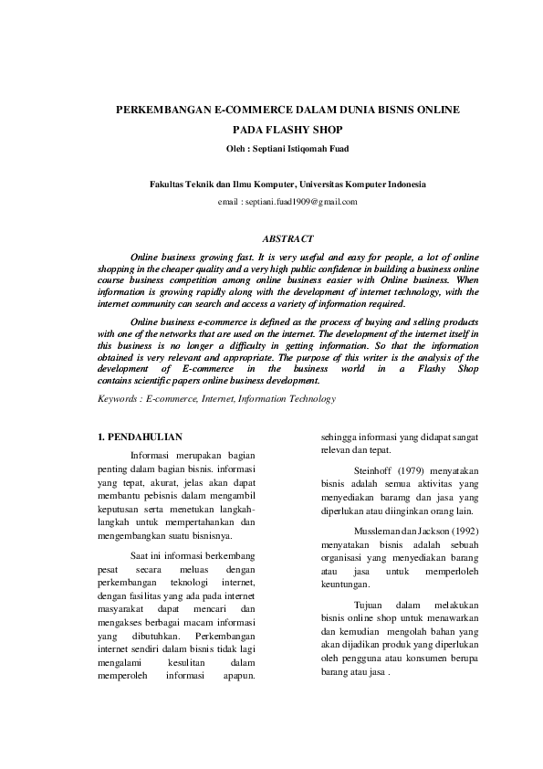 (PDF) PERKEMBANGAN E-COMMERCE DALAM DUNIA BISNIS ONLINE PADA FLASHY SHOP