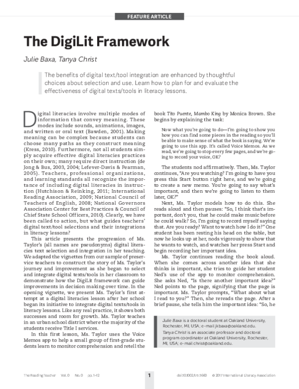 (PDF) The DigiLit Framework