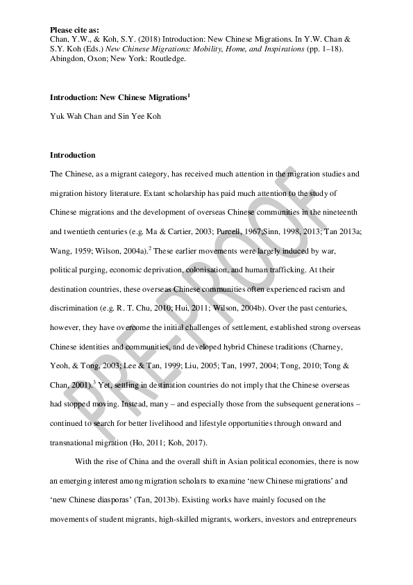 (PDF) Introduction: New Chinese Migrations