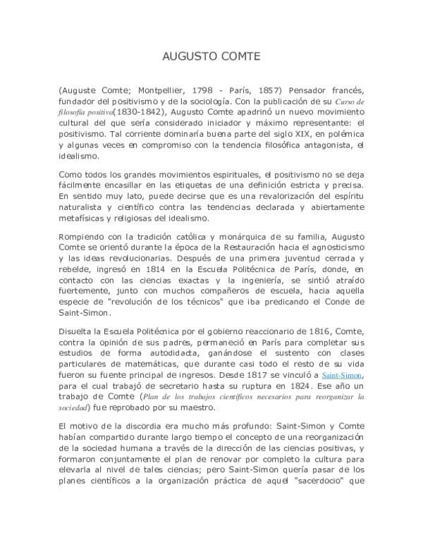 (DOC) AUGUSTO COMTE