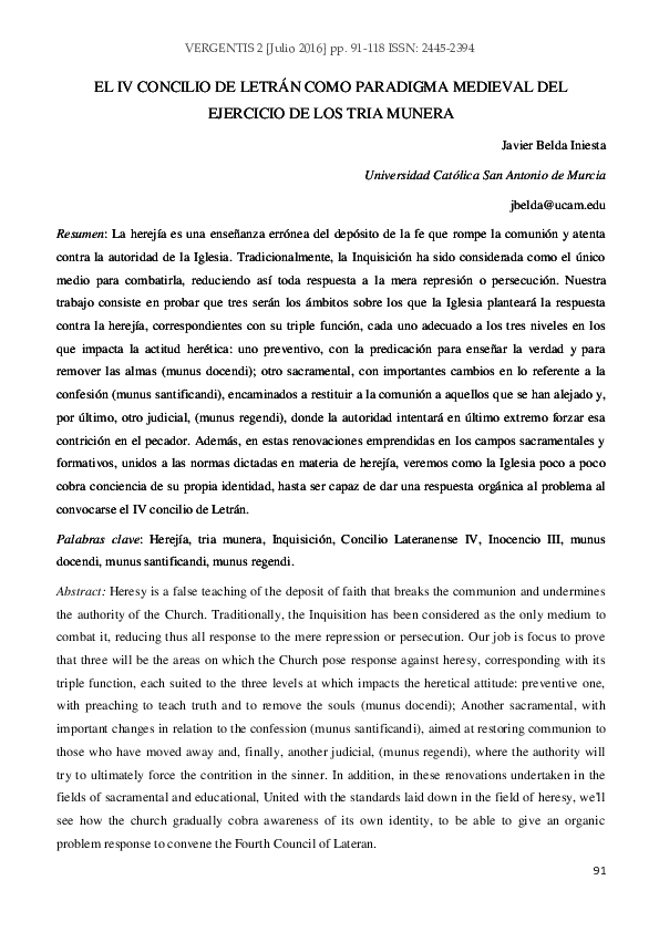 (PDF) EL IV CONCILIO DE LETRÁN COMO PARADIGMA MEDIEVAL DEL EJERCICIO DE ...