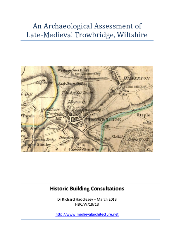 (PDF) An Archaeological Assessment of Late-Medieval Trowbridge ...