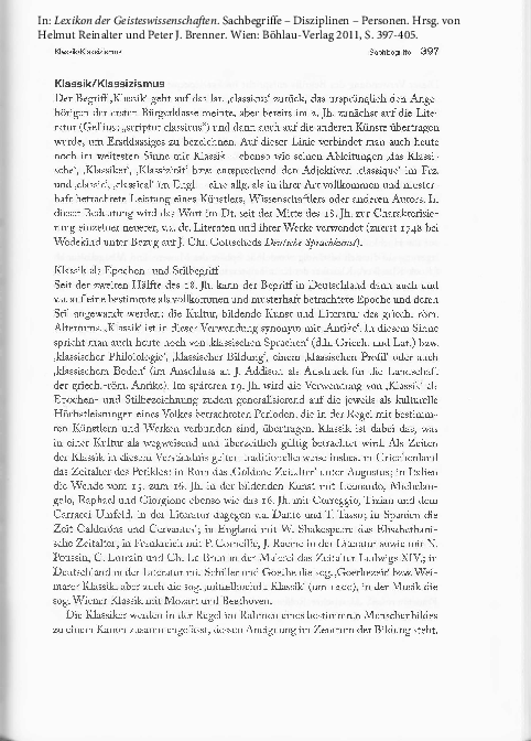 (PDF) Bernadette Collenberg-Plotnikov [2011]: Klassik/Klassizismus