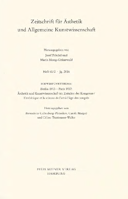 (PDF) Bernadette Collenberg-Plotnikov [2016]: Ästhetik und Allgemeine Kunstwissenschaft ...