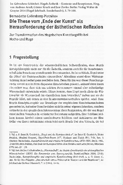 (PDF) Bernadette Collenberg-Plotnikov [2014]: Die These vom ‚Ende der Kunst‘ als Herausforderung ...