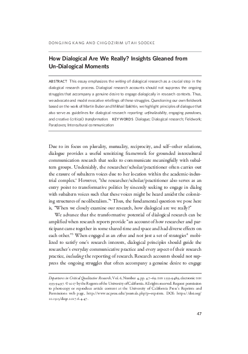 (PDF) How Dialogical Are We Really? Insights Gleaned from Un-Dialogical ...