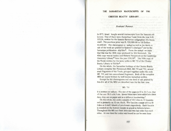 (PDF) The Samaritan Manuscripts of the Chester Beatty Library