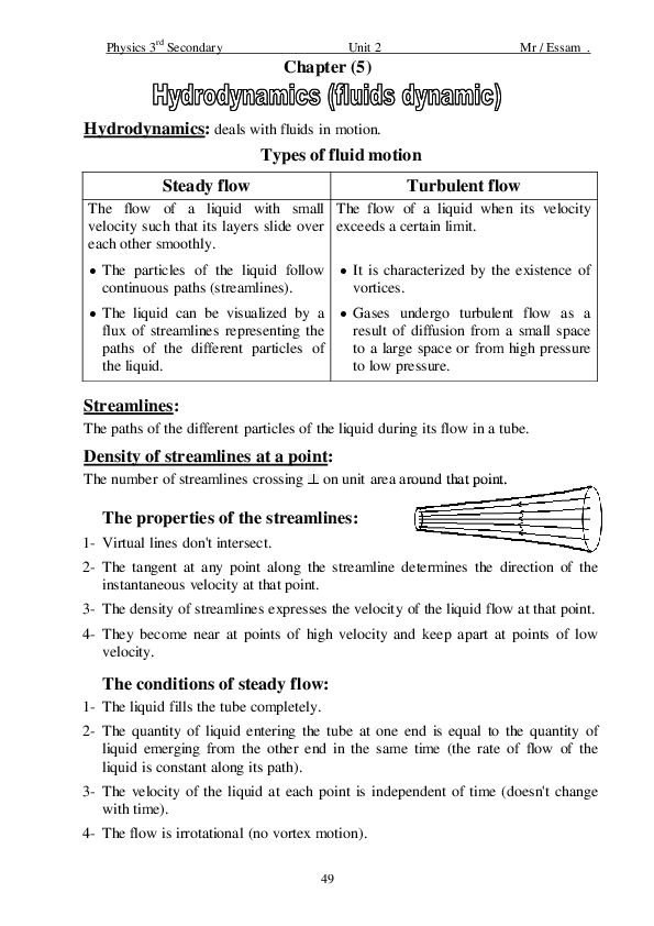 (PDF) Types of fluid motion Steady flow Turbulent flow