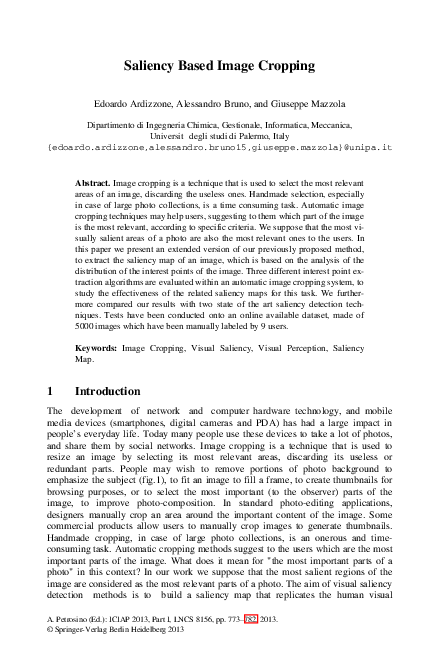 (PDF) Saliency based image cropping