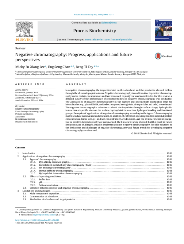 (PDF) Negative chromatography: Progress, applications and future ...