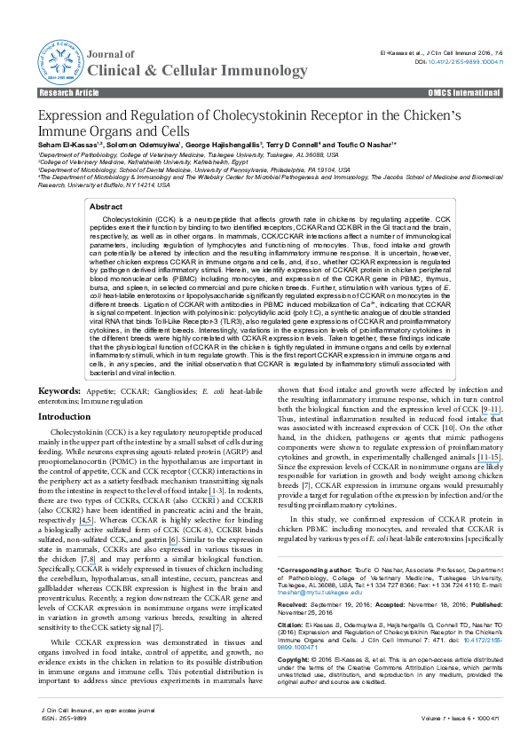 (PDF) Expression and Regulation of Cholecystokinin Receptor in the ...