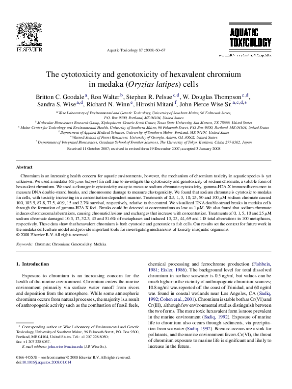 (PDF) The cytotoxicity and genotoxicity of hexavalent chromium in ...
