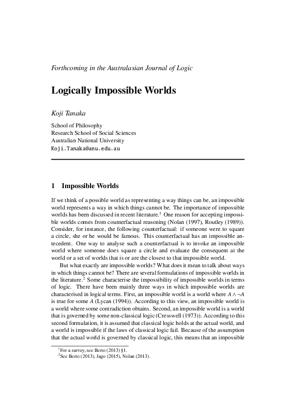 (PDF) Logically Impossible Worlds