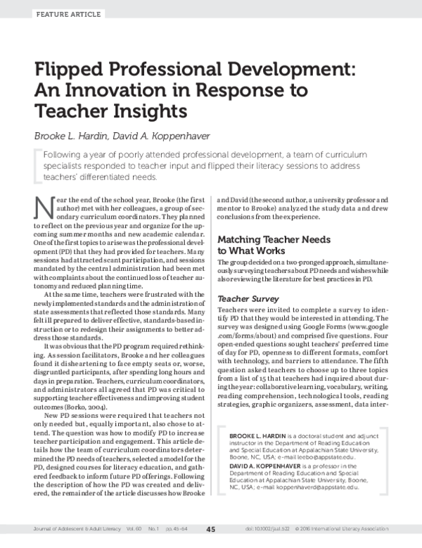 (PDF) Flipped Professional Development: An Innovation in Response to ...