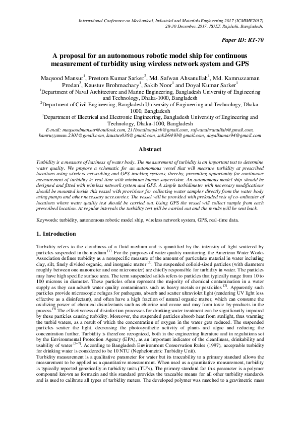 (PDF) A proposal for an autonomous robotic model ship for continuous ...