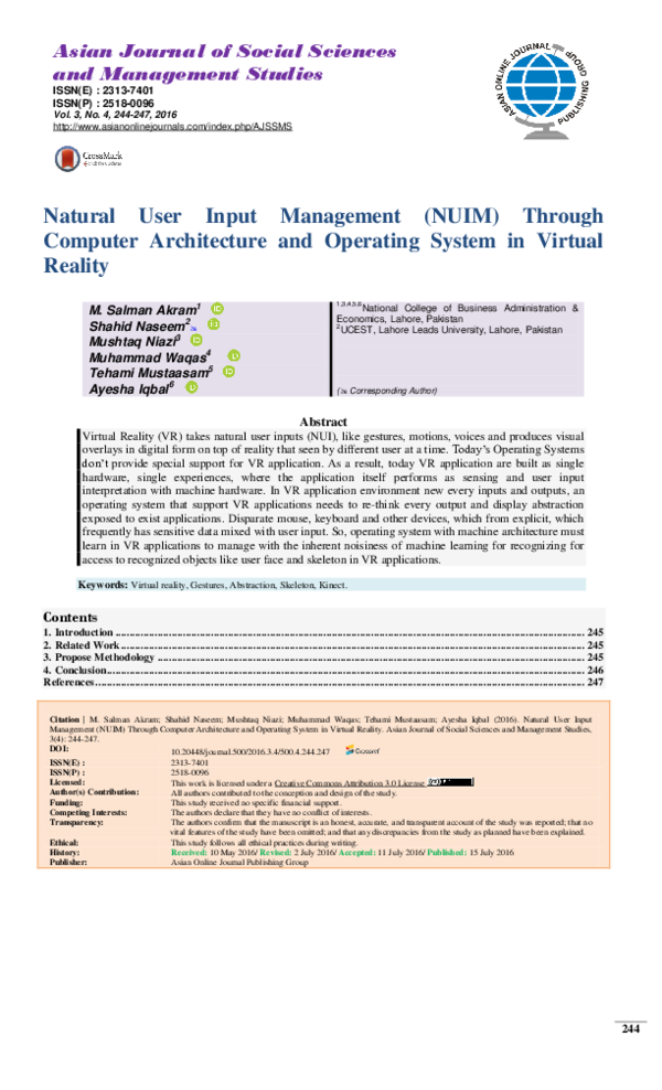 (PDF) Natural User Input Management (NUIM) Through Computer ...