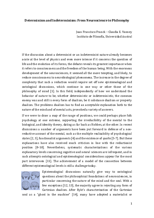 (PDF) Determinism and Indeterminism: From Neuroscience to Philosophy