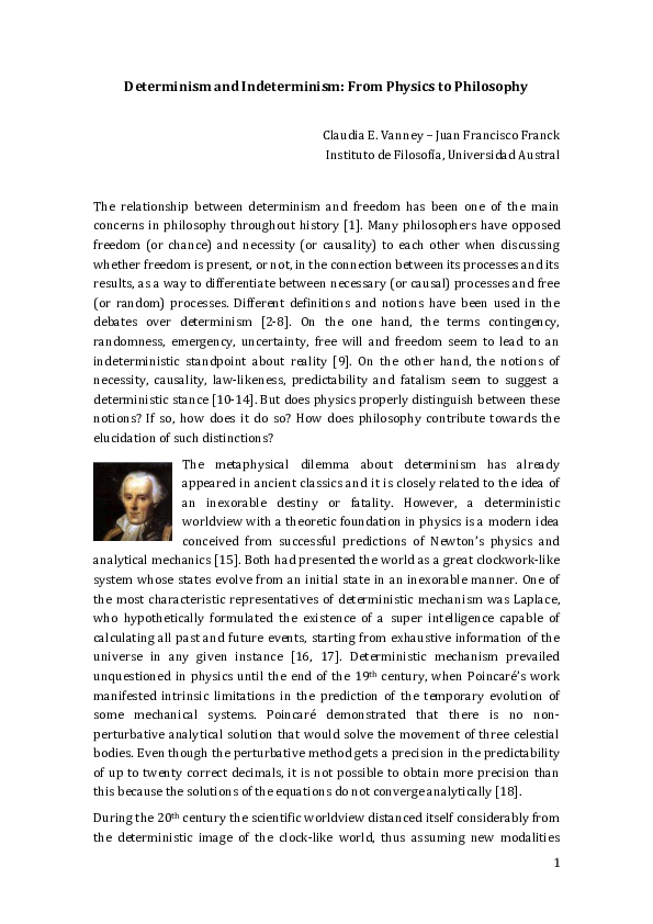 (PDF) Determinism and Indeterminism: From Physics to Philosophy