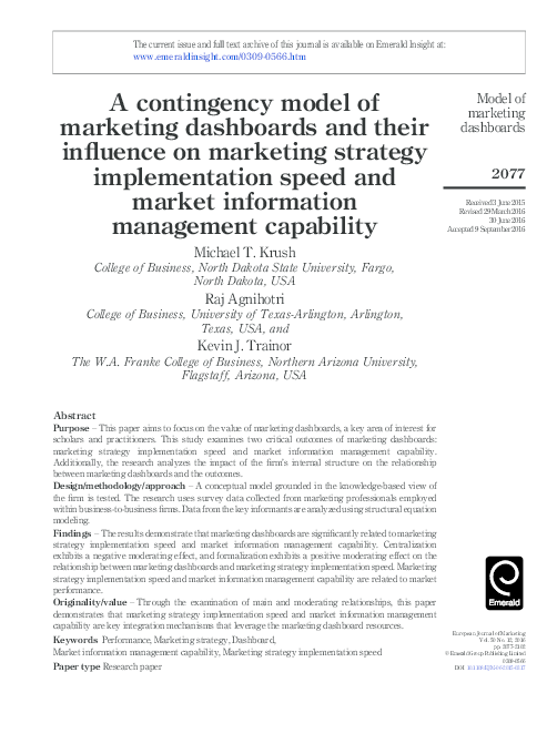 A contingency model of marketing dashboards and their influence on ...