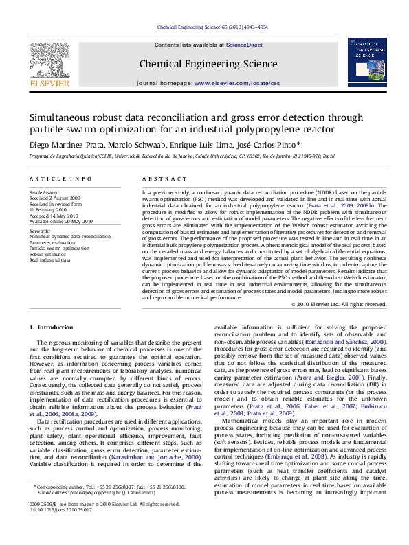 Pdf Robust Data Reconciliation In Polypropylene Reactors
