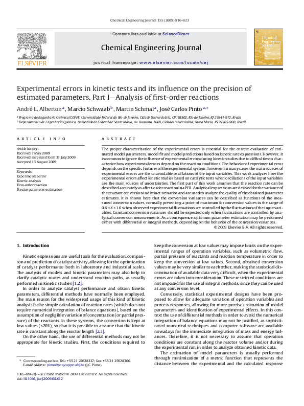 (PDF) Experimental errors in kinetic tests and its influence on the ...