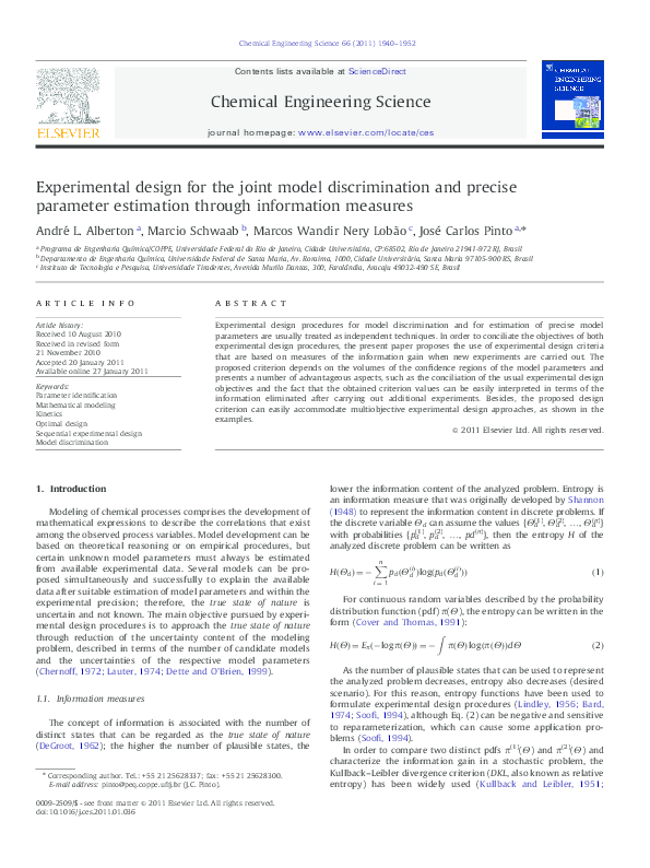 (PDF) Experimental design for the joint model discrimination and ...
