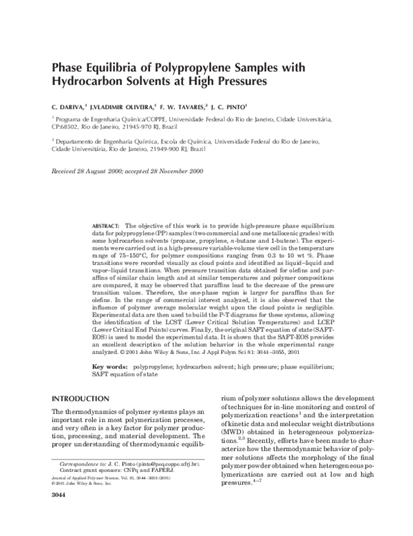 (PDF) Phase equilibria of polypropylene samples with hydrocarbon ...