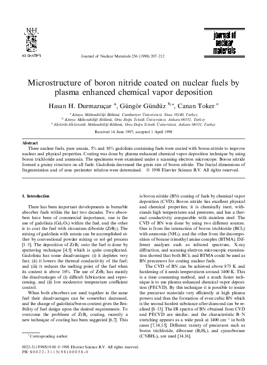 (PDF) Microstructure of boron nitride coated on nuclear fuels by plasma enhanced chemical vapor ...