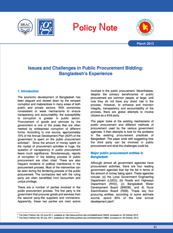 (PDF) Issue and challenges in public procurement bidding