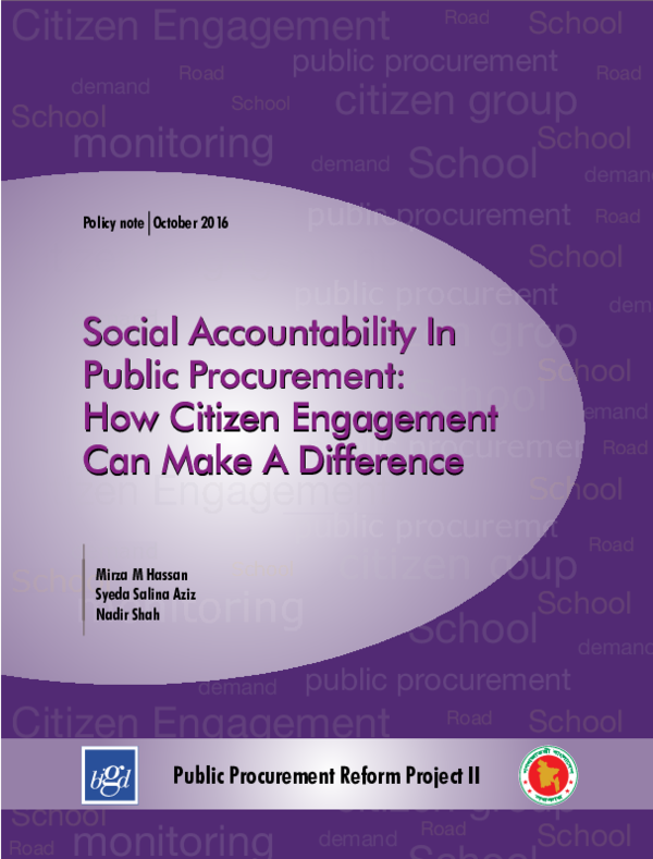 (PDF) Social Accountability in public procurement: How Citizen ...
