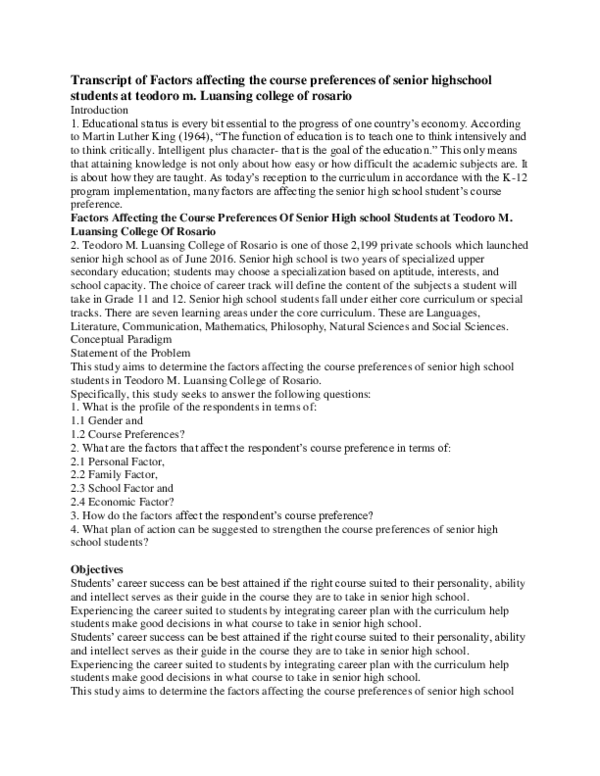 (DOC) Transcript of Factors affecting the course preferences of senior ...