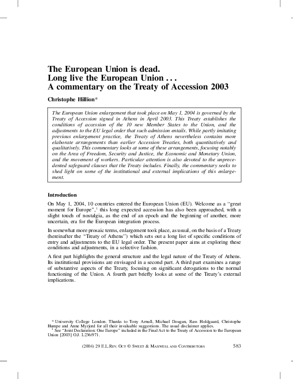 (PDF) The European Union is dead. Long live the European Union... A ...