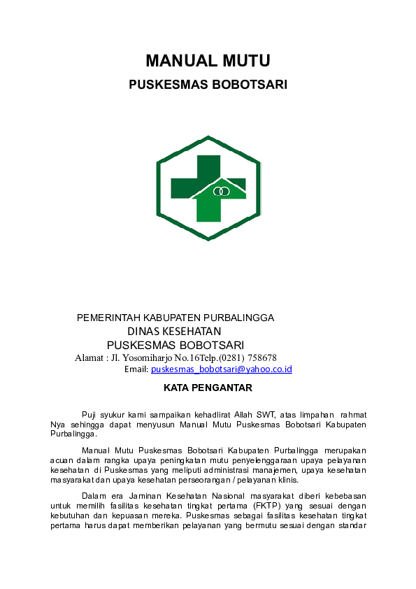 (DOC) MANUAL MUTU PUSKESMAS BOBOTSARI