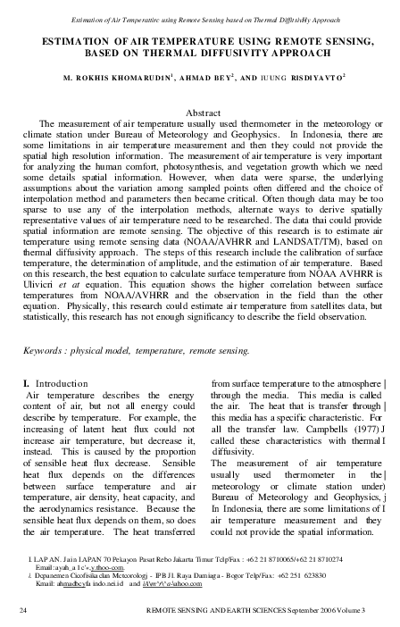 (PDF) Estimation of Air Temperature Using Remote Sensing Based on ...