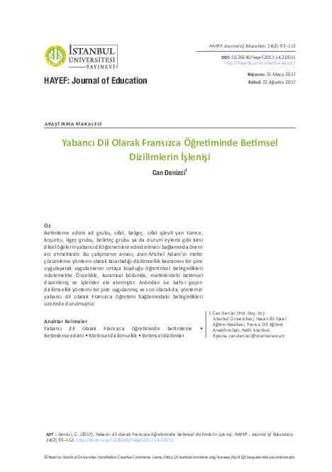 (PDF) The Use of Descriptive Sequences in Teaching French as a Foreign Language