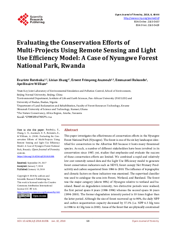 (PDF) Evaluating the Conservation Efforts of Multi-Projects Using ...