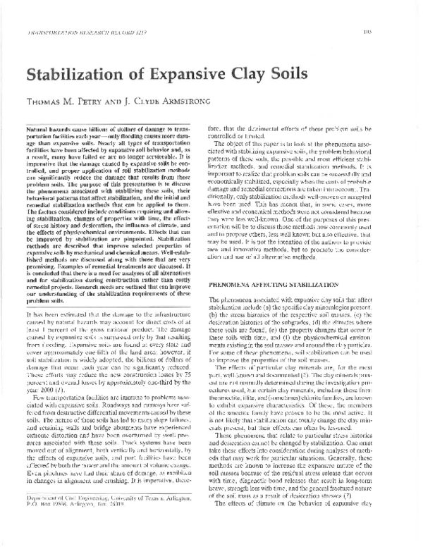 (PDF) Stabilization of Expansive Clay Soils